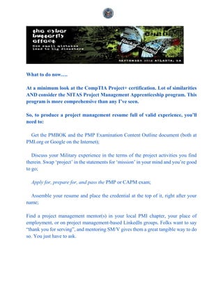 Project Management for Veterans | PDF