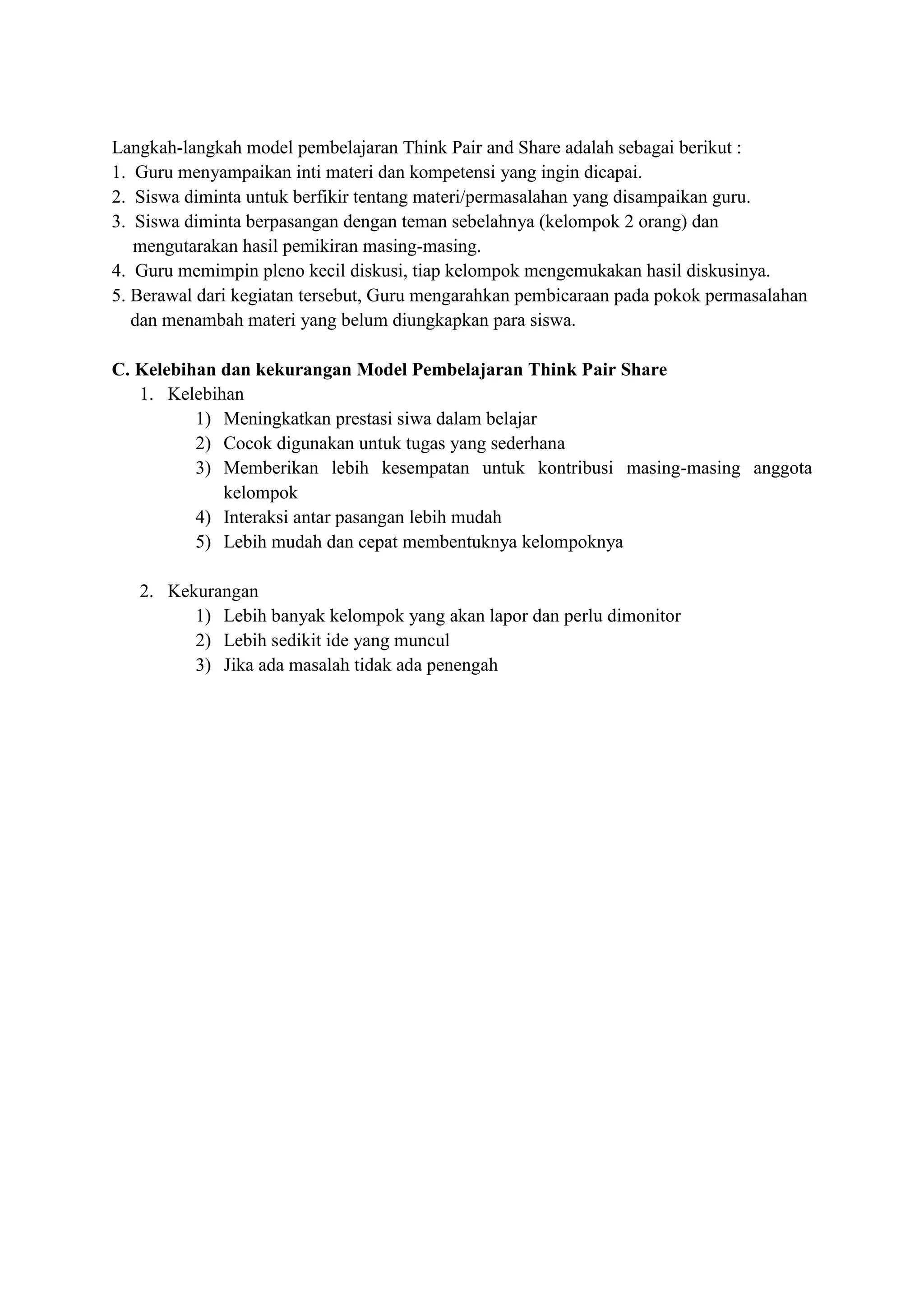 Strategi Pembelajaran Matematika #Think_Pair_Share pada Operasi Aljabar | DOCX