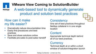 VMware PEX Boot Camp - VMware View on NetApp: Technical Integration to ...
