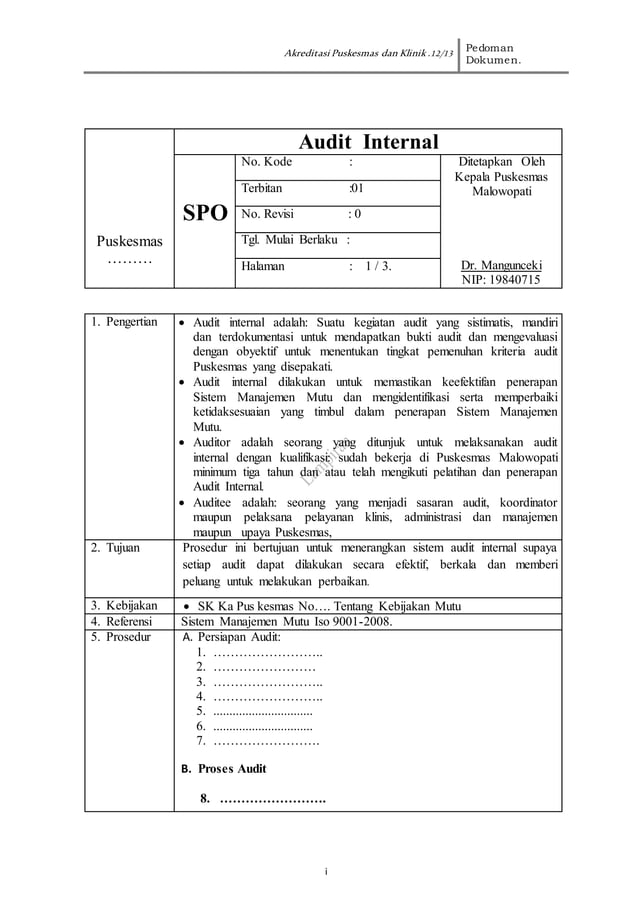 Spo audit internal | DOC