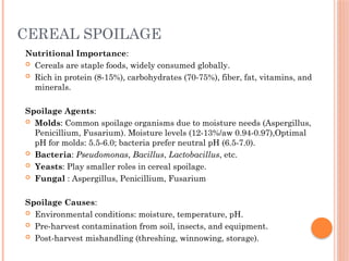 Spoilage of cereal and sea food ( physical, chemical and biological) | PPT