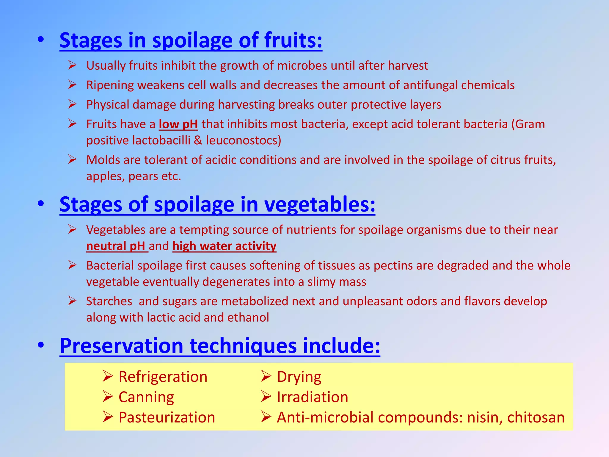 Microbial Spoilage of fruits and vegetables | PPTX