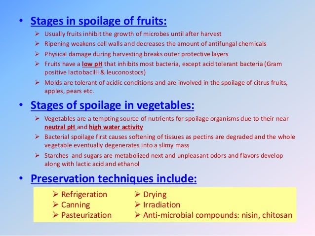Microbial Spoilage of fruits and vegetables