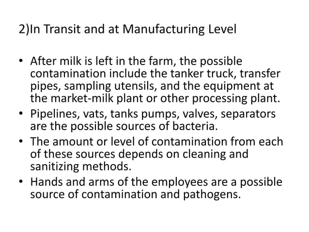 Contamination, Preservation and Spoilage of milk | PPTX