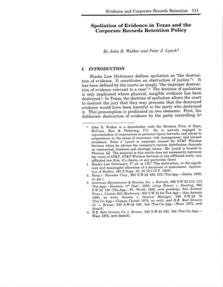 Spoiliation Of Evidence In Tx And Corp Records Retention Policy Article ...