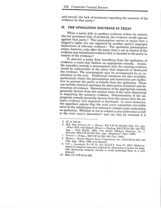 Spoiliation Of Evidence In Tx And Corp Records Retention Policy Article ...