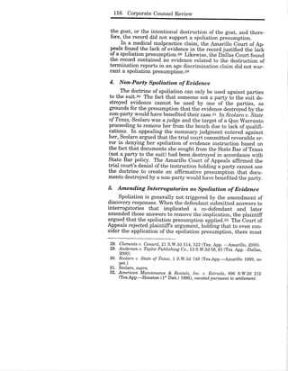 Spoiliation Of Evidence In Tx And Corp Records Retention Policy Article ...