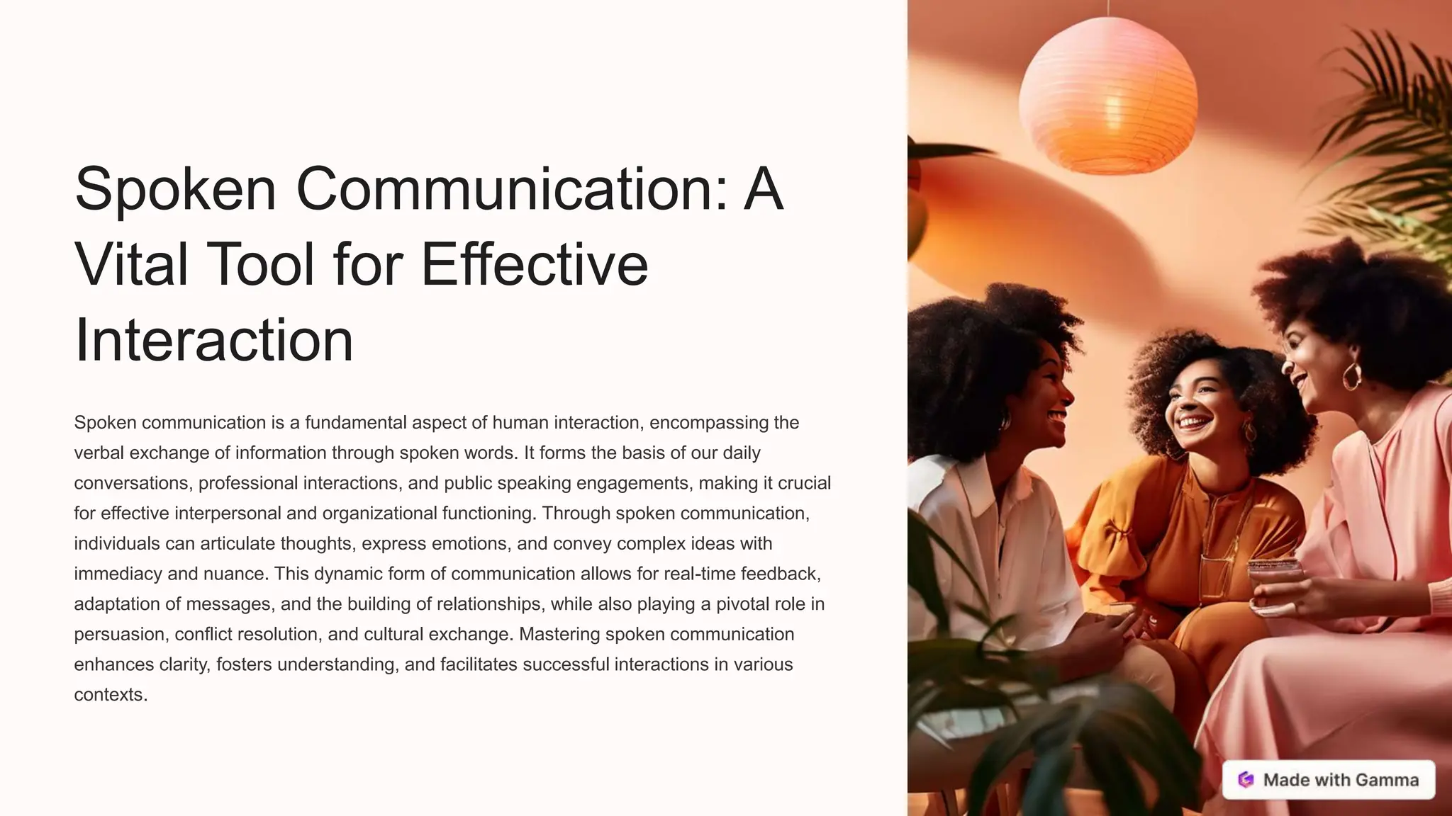 Spoken Communication: A Vital Tool for Effective Interaction | PPT