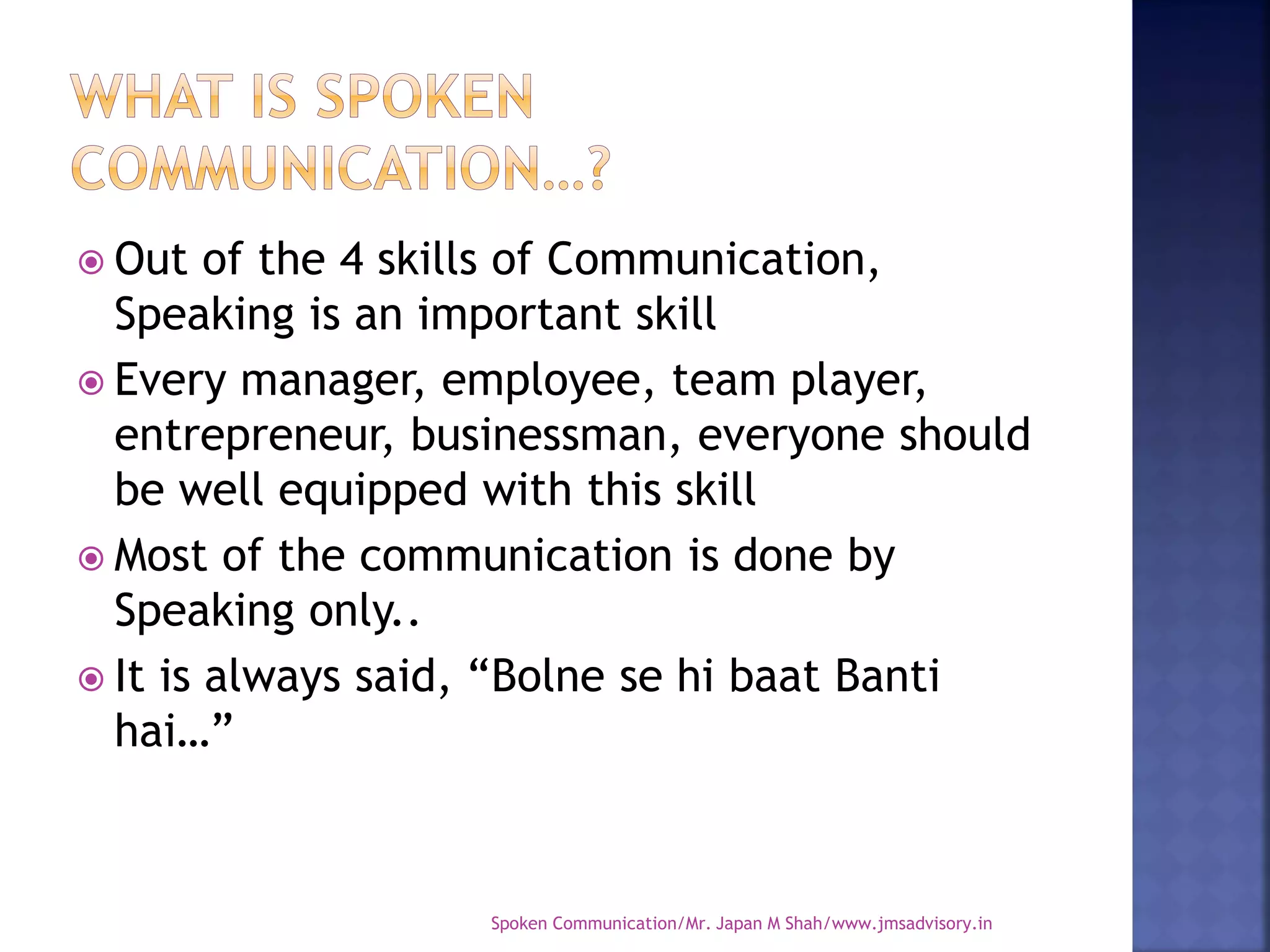 Spoken communication Skills/ Telephonic Communication Skills ...