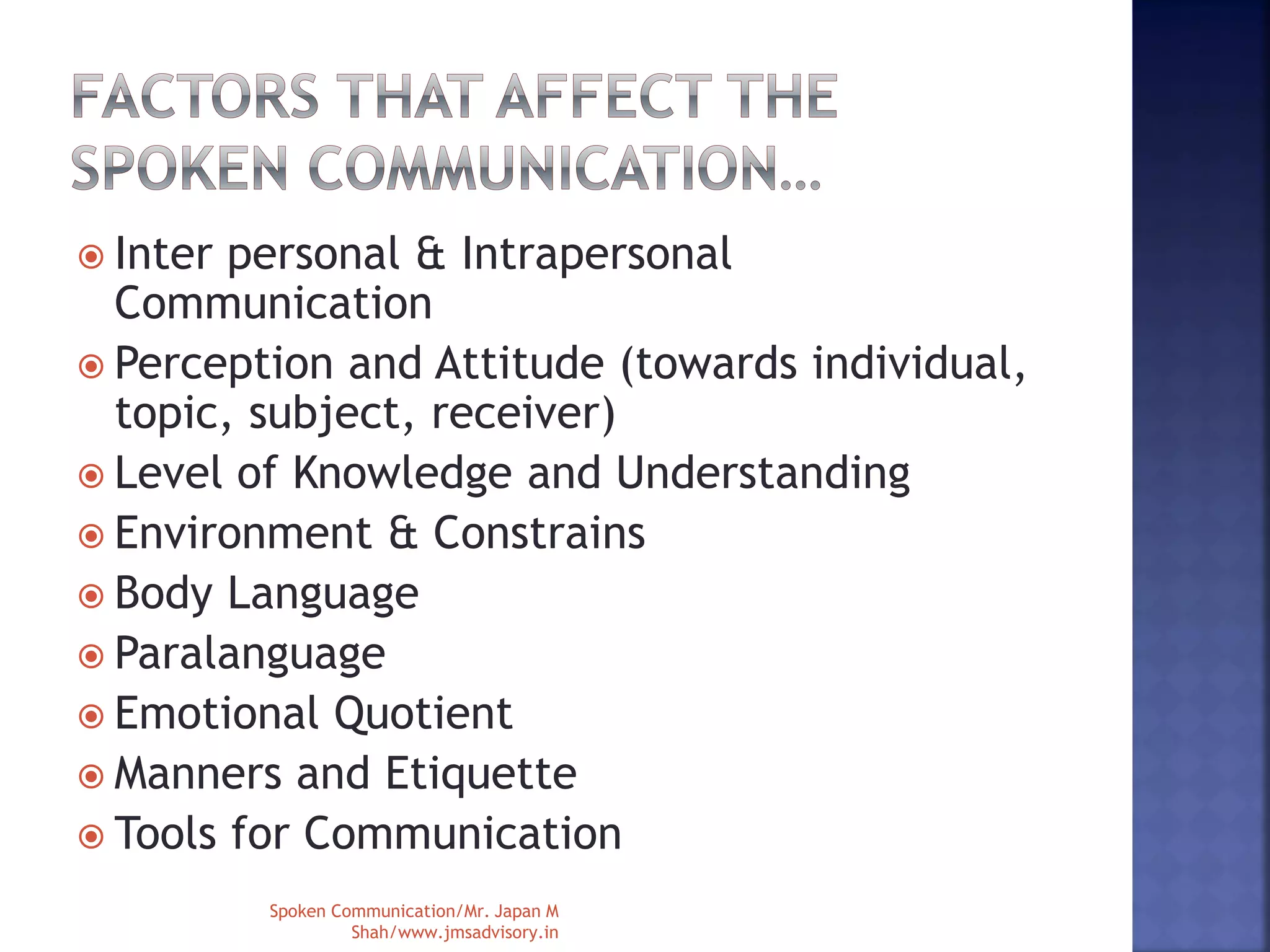 Spoken communication Skills/ Telephonic Communication Skills ...