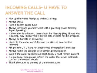 Spoken communication Skills/ Telephonic Communication Skills ...