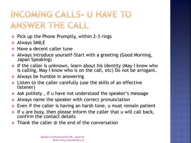 Spoken communication Skills/ Telephonic Communication Skills ...