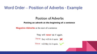 Spoken English Beginner - Session 2 - Sentence Structure Adverb ...