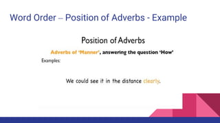 Spoken English Beginner - Session 2 - Sentence Structure Adverb ...