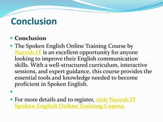 No 1 Top Spoken English Online Training. | PPTX