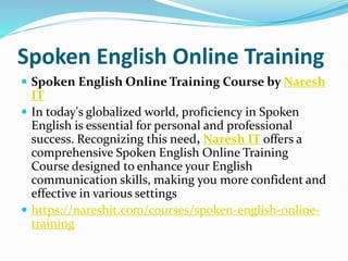 No 1 Top Spoken English Online Training. | PPTX