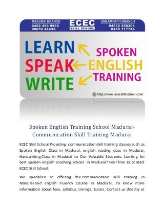 Spoken english training school madurai communication skill training madurai