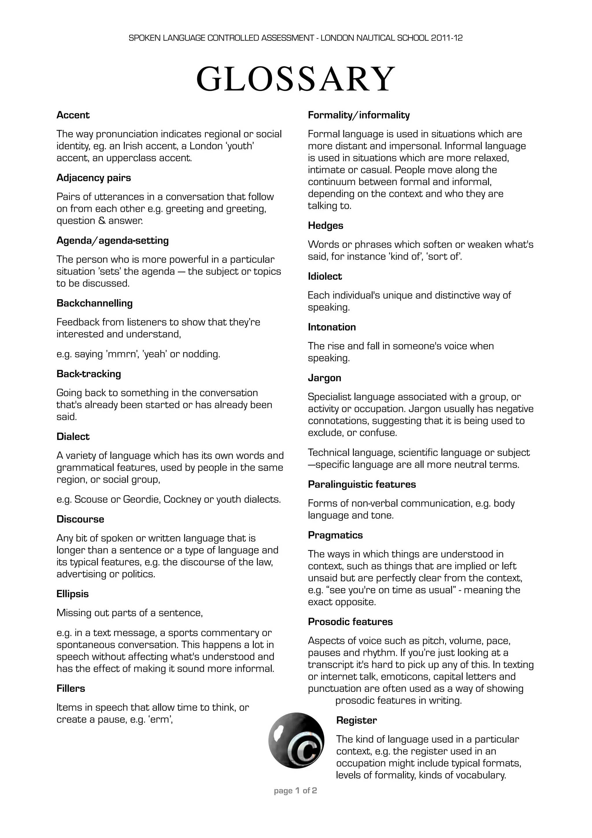 Spoken language glossary | PDF