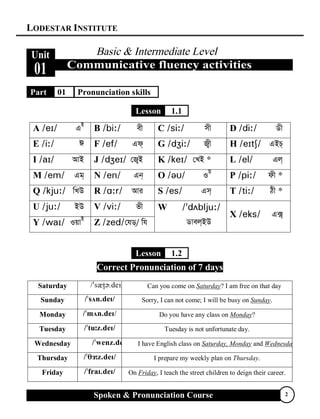 Spoken & pronunciation lesson 01 | PDF