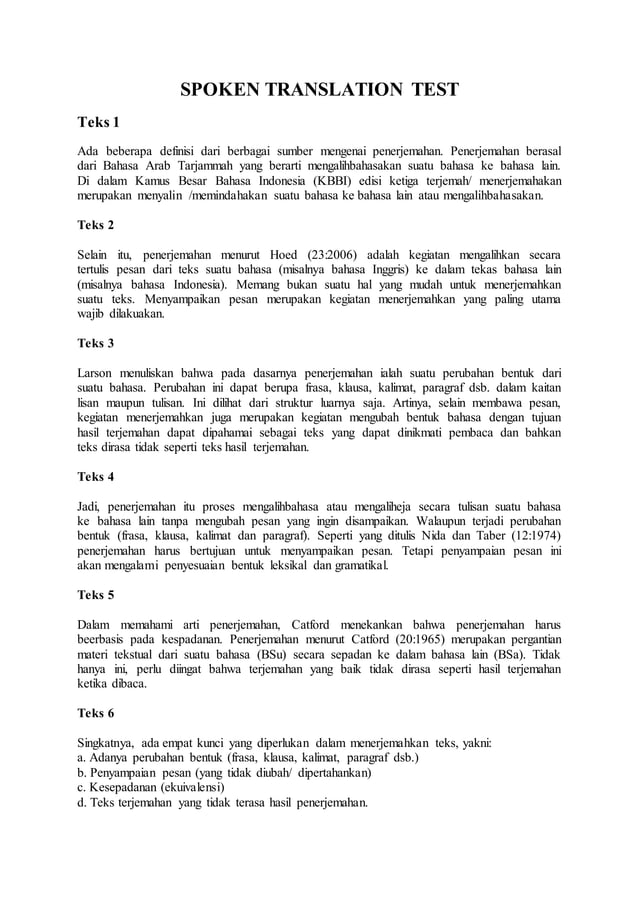 Spoken translation test | PDF