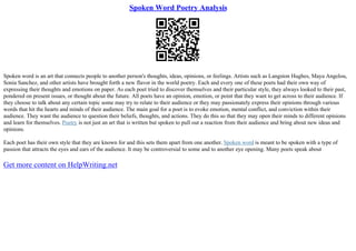 Spoken Word Poetry Examples