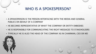 Spokesperson profiling in PR | PPTX
