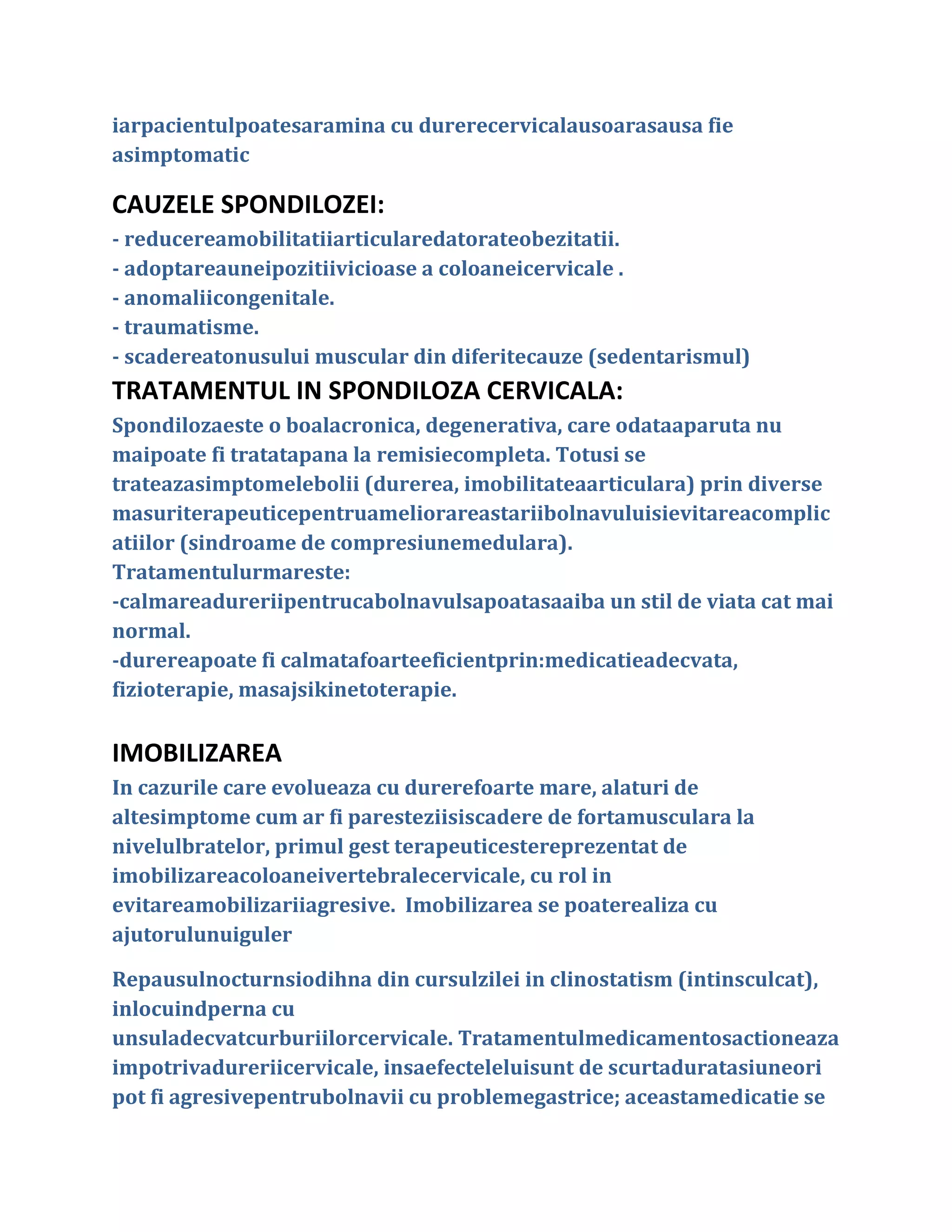 Spondiloza kinetoterapie | DOCX