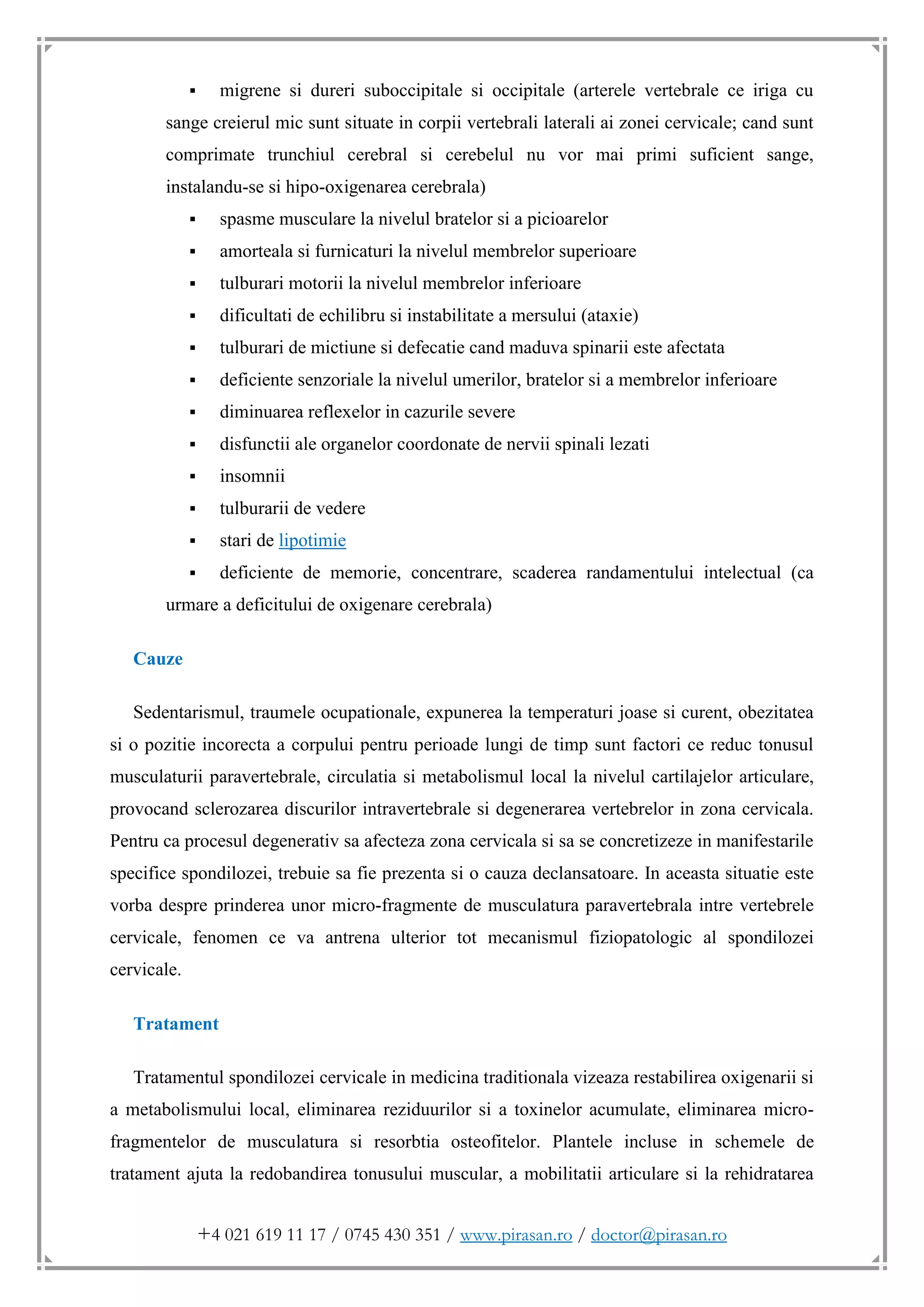 Spondiloza cervicala | PDF