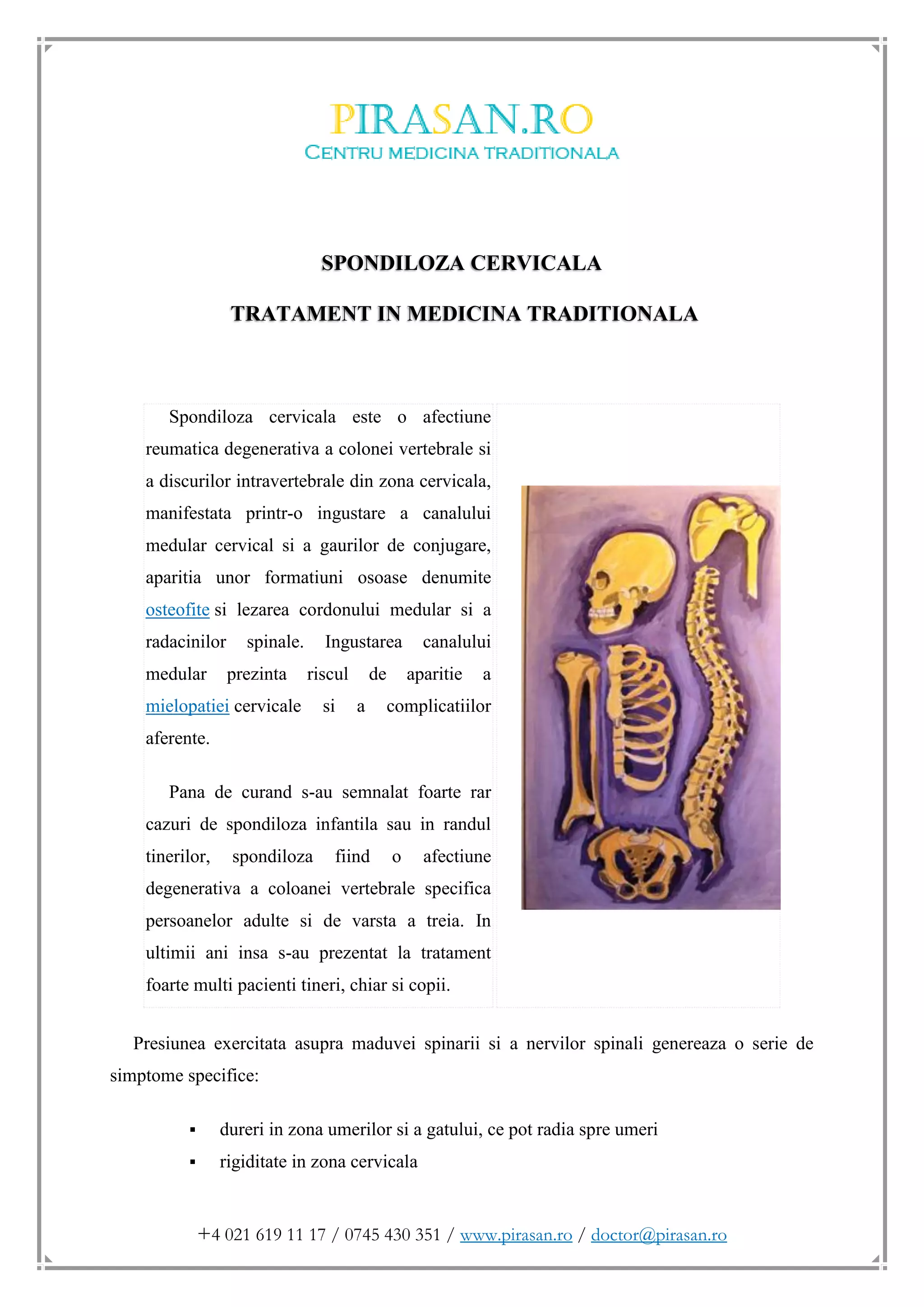 Spondiloza cervicala | PDF