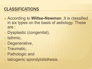 Spondylisthesis by dr venkata rama krishnaiah vapms cop | PPTX