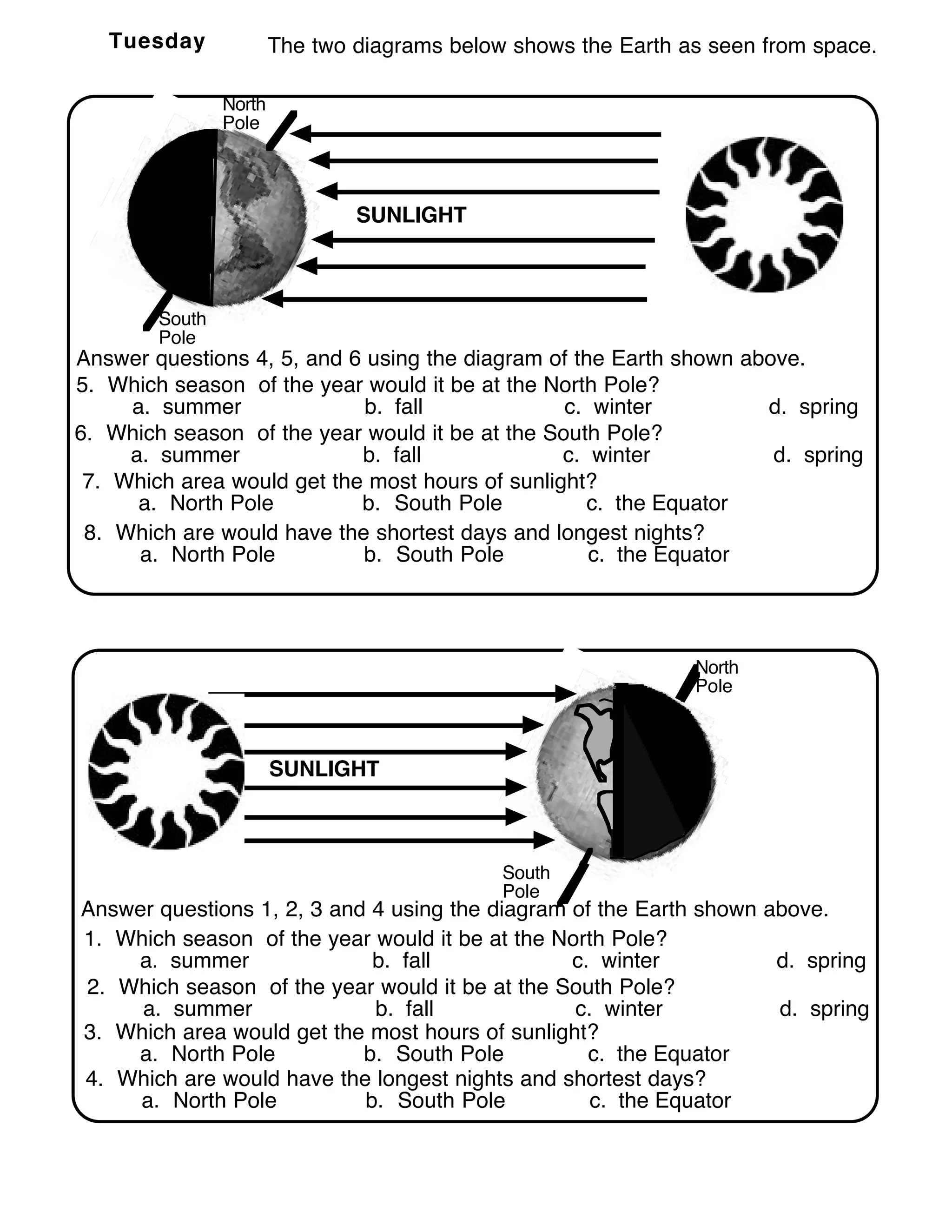 Seasons (worksheet) | PDF