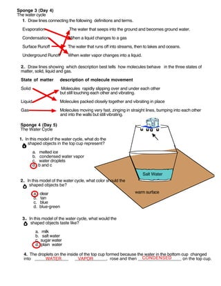 Water Cycle Review Worksheet Answers