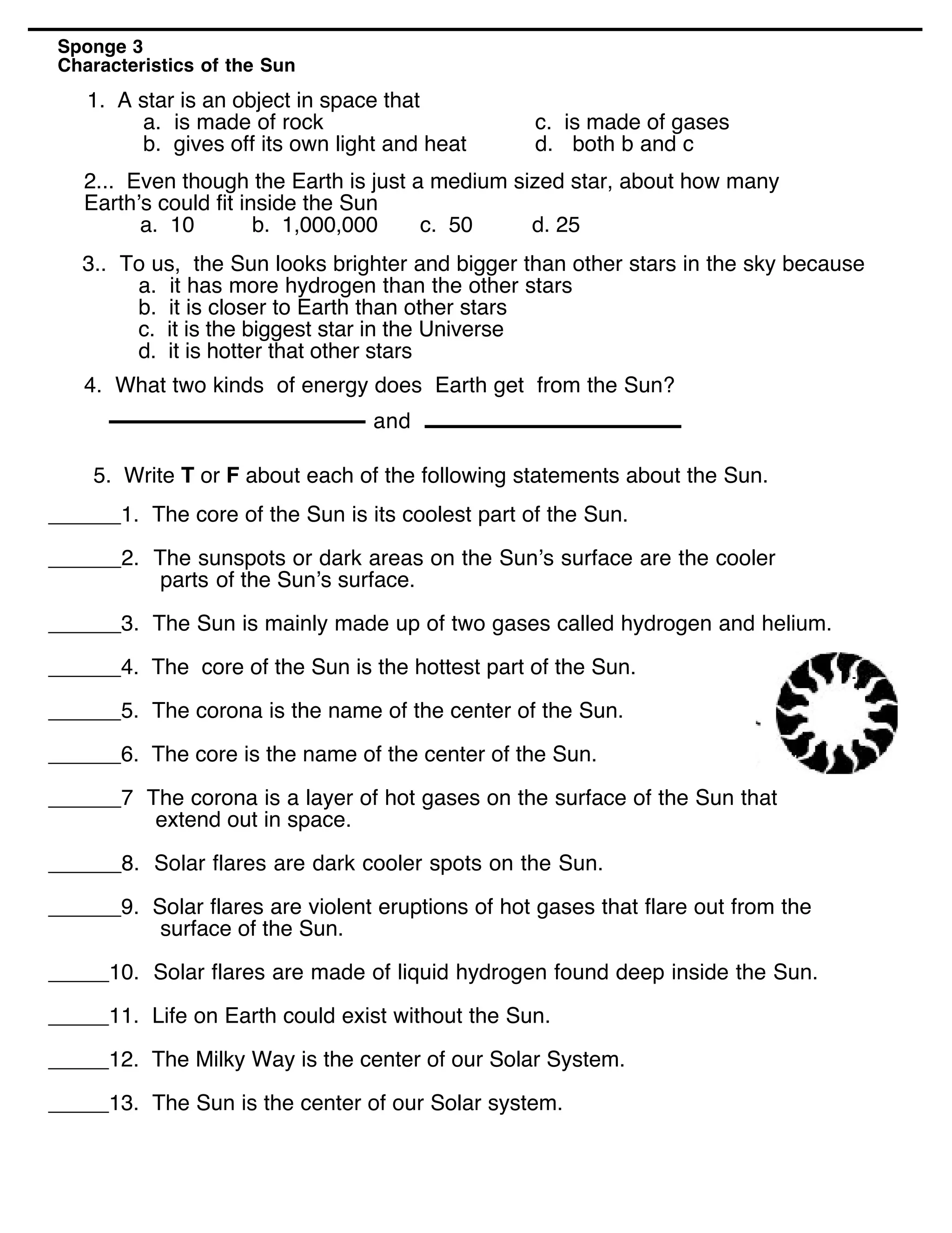 Solar system (worksheet 2) | PDF