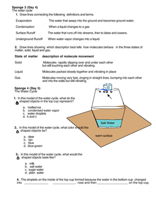 Water cycle (worksheet(s)) | PDF