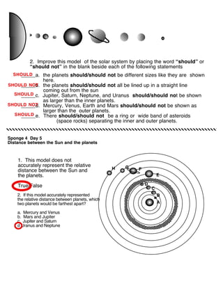 Order of Planets (Worksheet answers ) | PDF