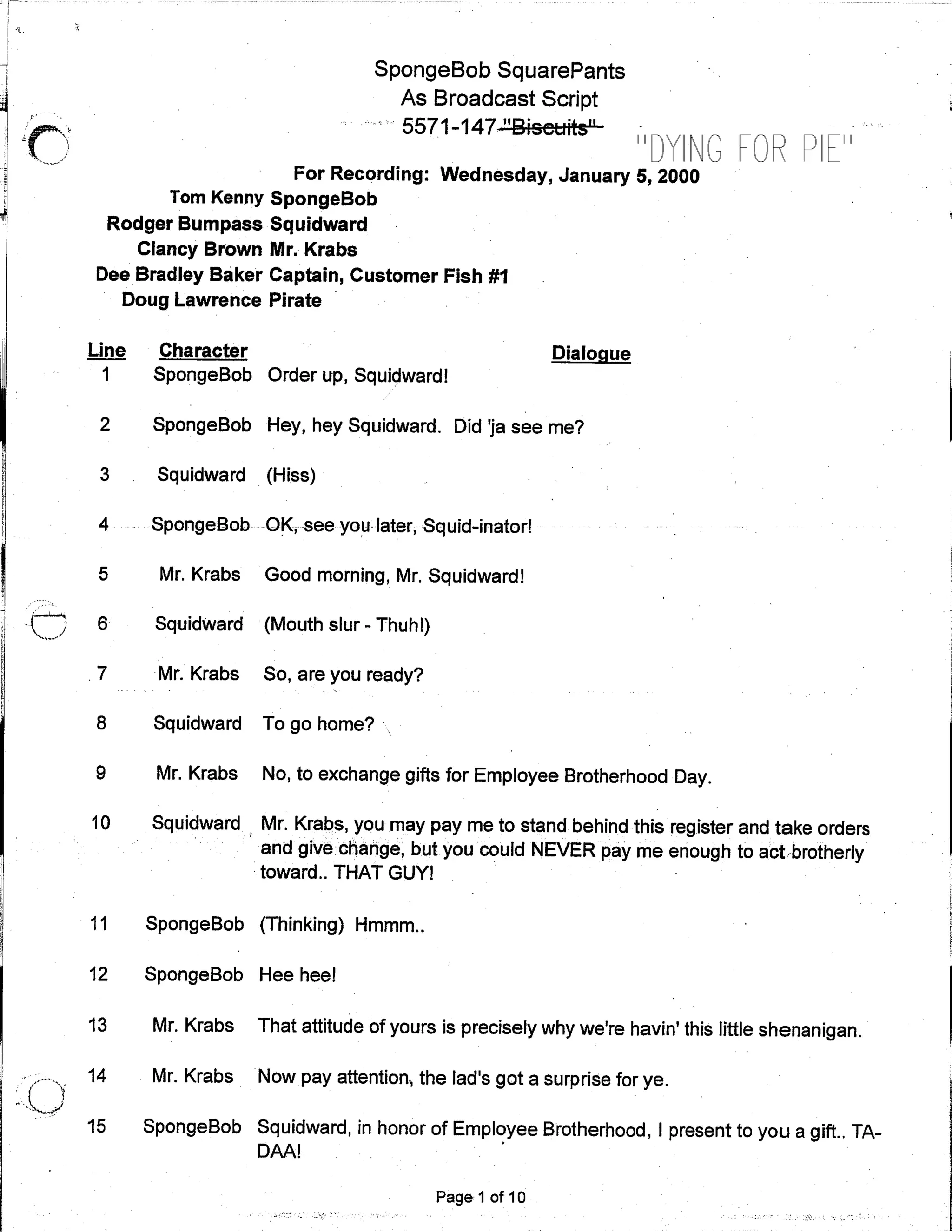 Spongebob squarepants script for educational purposes בובספוג מכנסמרובע ...