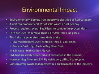 CARBON RECOVERY FROM SPONGE IRON PLANT DUST | PPT