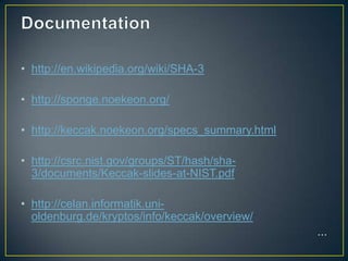 SHA-3, Keccak & Sponge function | PPT