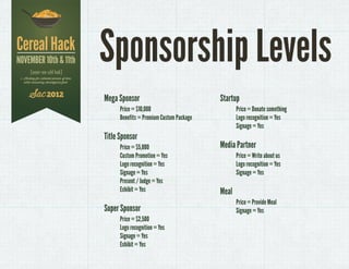 Cereal Hack Hackathon Sponsorship | PDF | Startups | Business