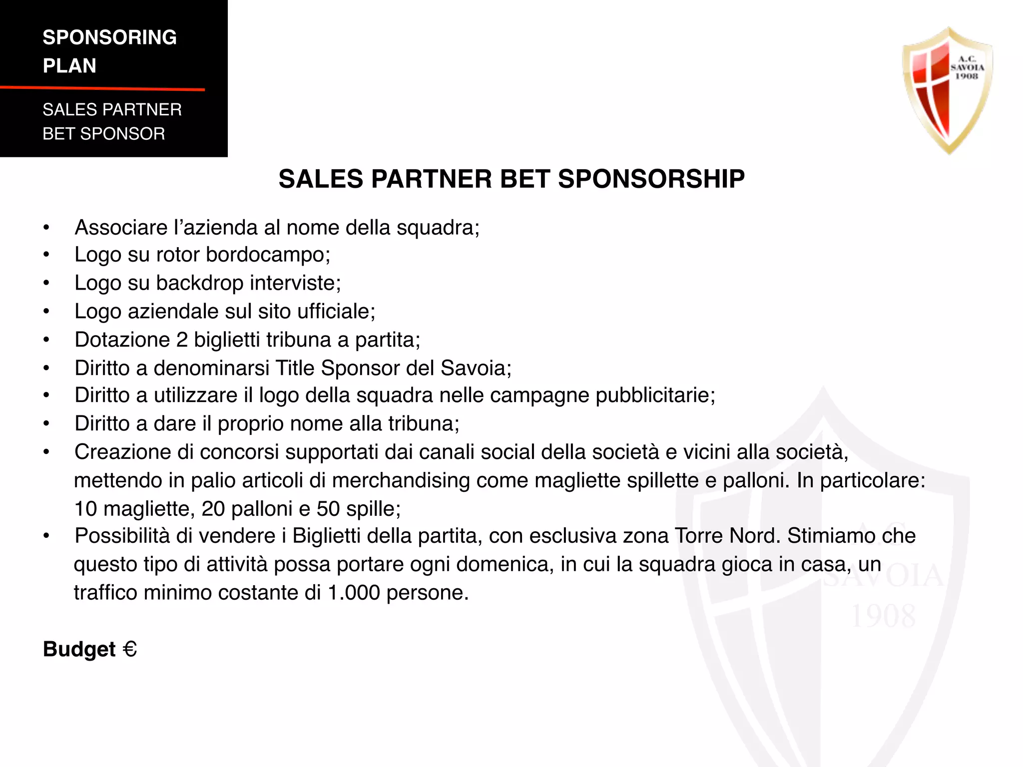 Sponsorship & Marketing Plan - AC Savoia | PDF