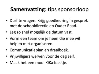 Sponsorloop op basisschool organiseren - de tips | PPTX