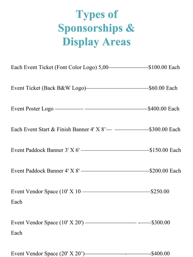 Sponsor Package Race Fest | PDF