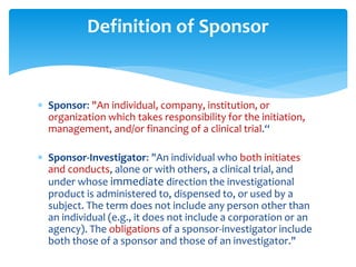 Sponsor responsibilities in Clinical Trial | PPTX