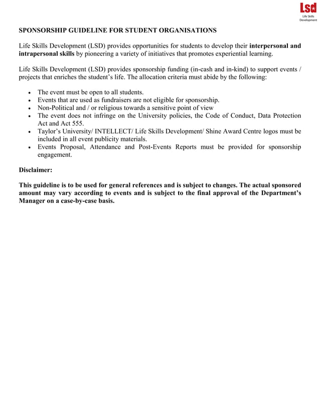Sponsorship guidelines-lsd | PDF