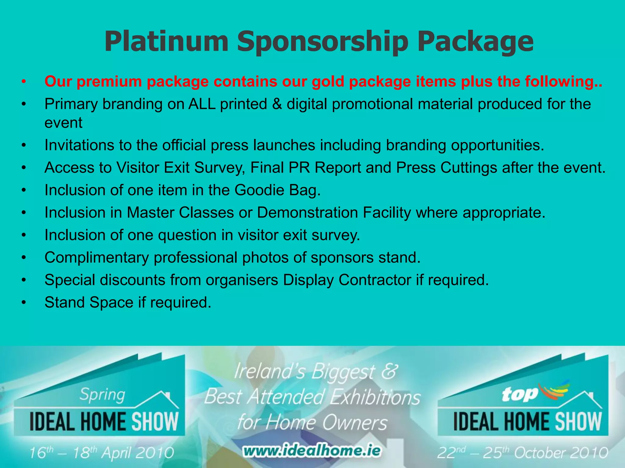Sponsorship Ideal Home Show 2010 | PDF