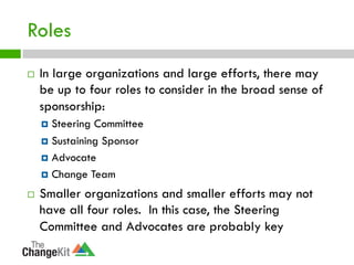 Sponsorship Purpose, Roles, and Responsibilities for Organizational ...