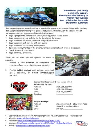 Sponsorship proposal Trajet Family Club 2014 | PDF