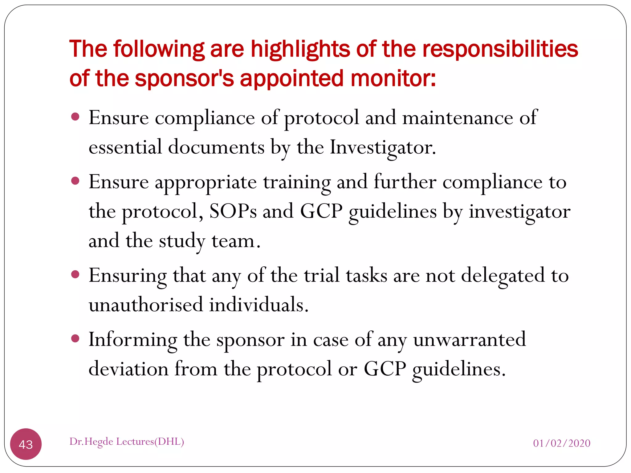 Sponsor's Role and Responsibilities | PDF