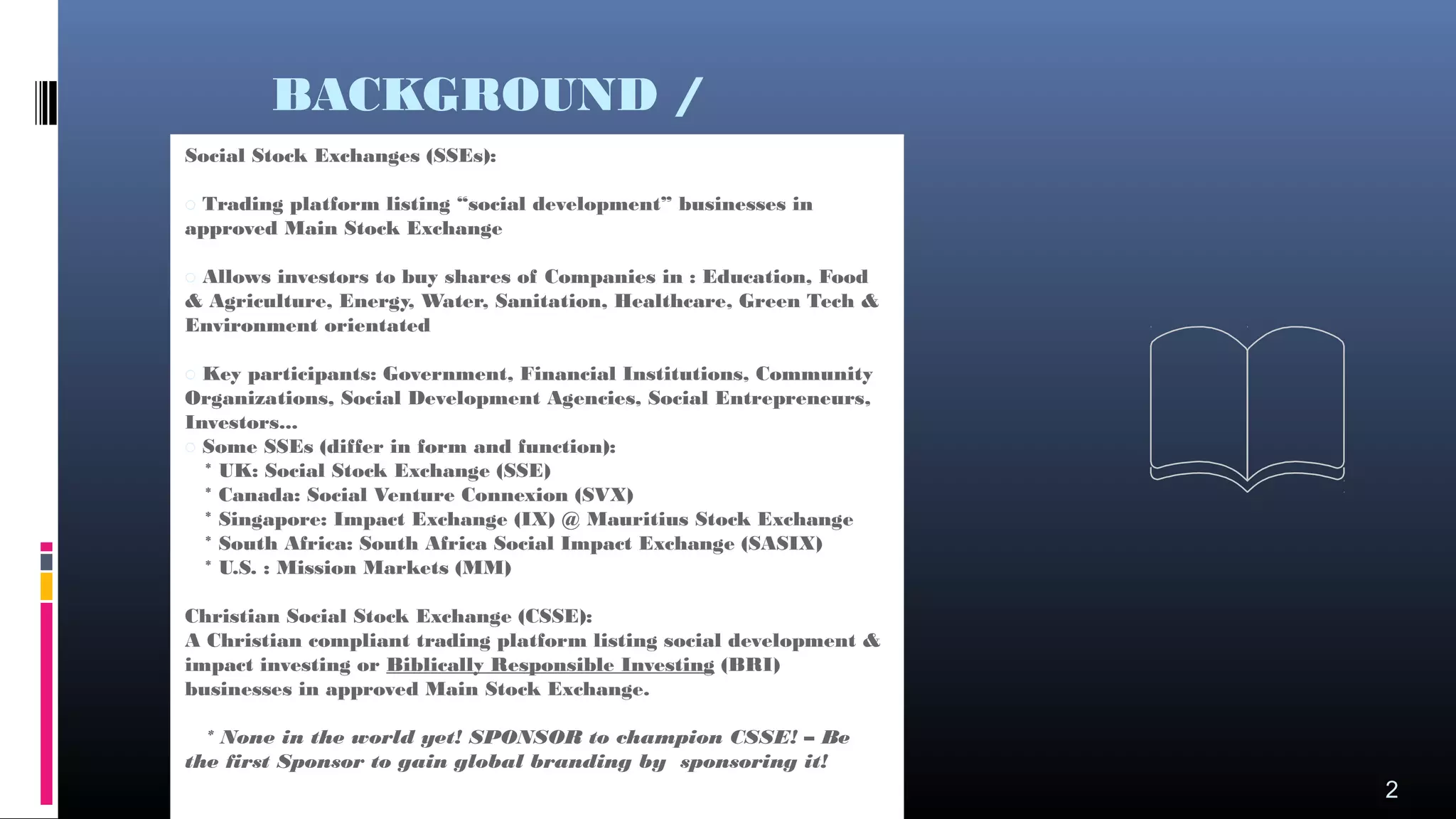 The world's first proposed Christian Social Stock Exchange (CSSE ...