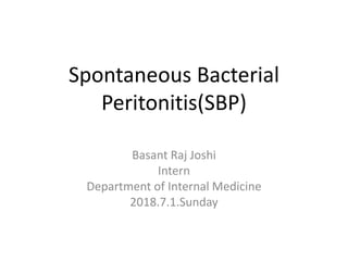 Spontaneous Bacterial Peritonitis (SBP) | PPTX